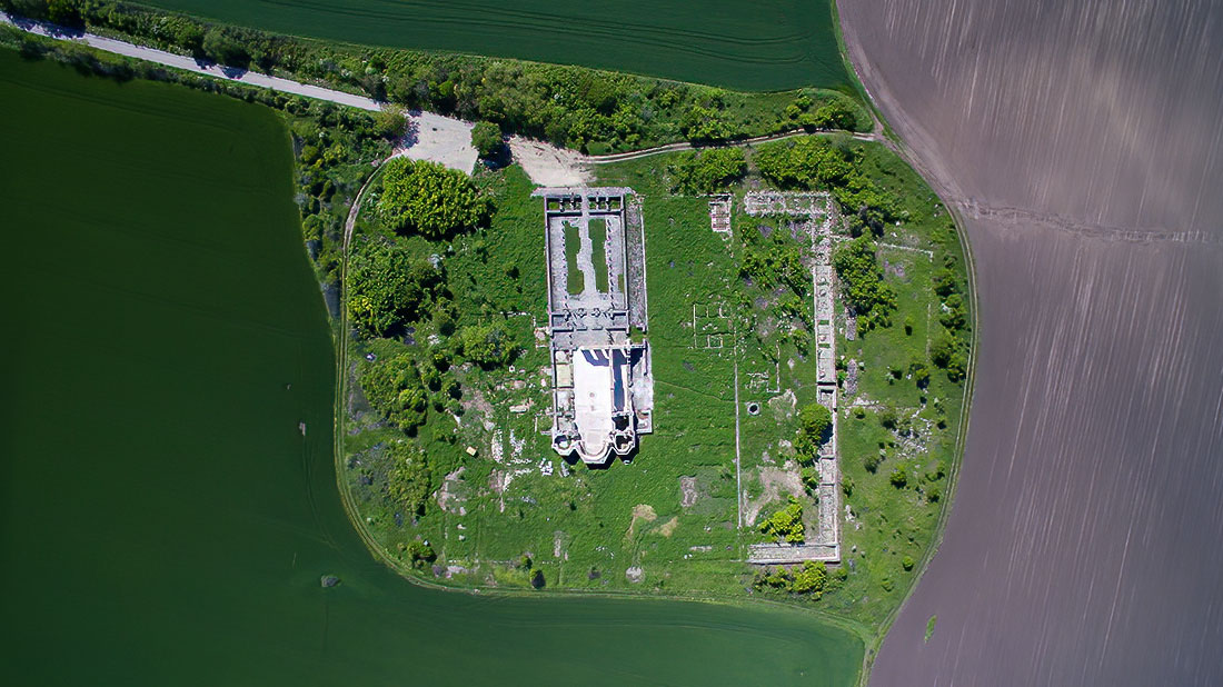 Aerial View of the Great Basilica of Pliska - Aerial Photography - GuideBG