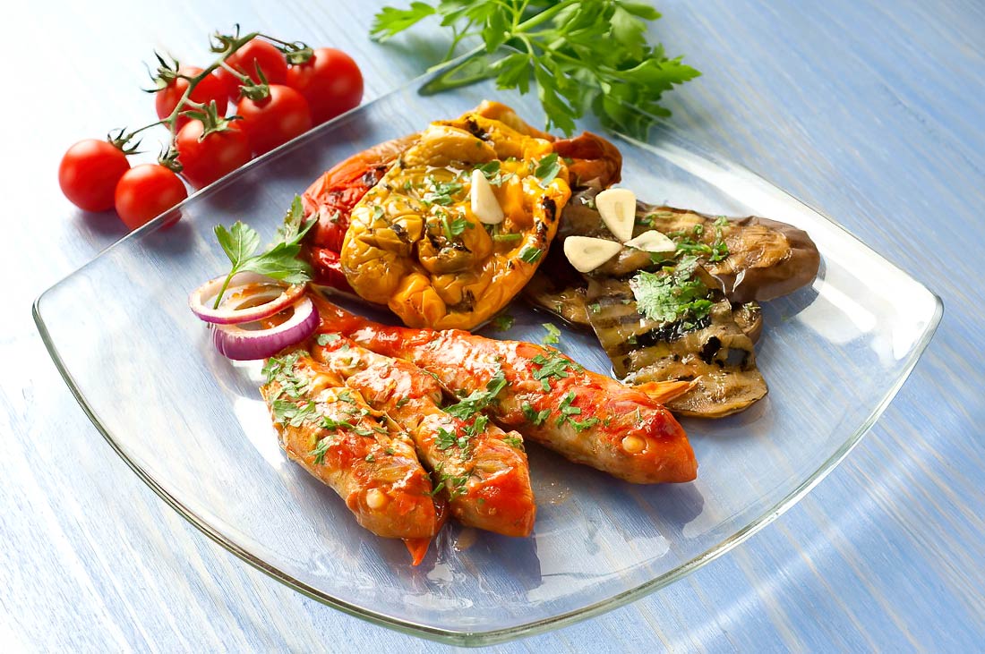 Grilled Red Mullets with Grilled Vegetables - Gourmet - GuideBG