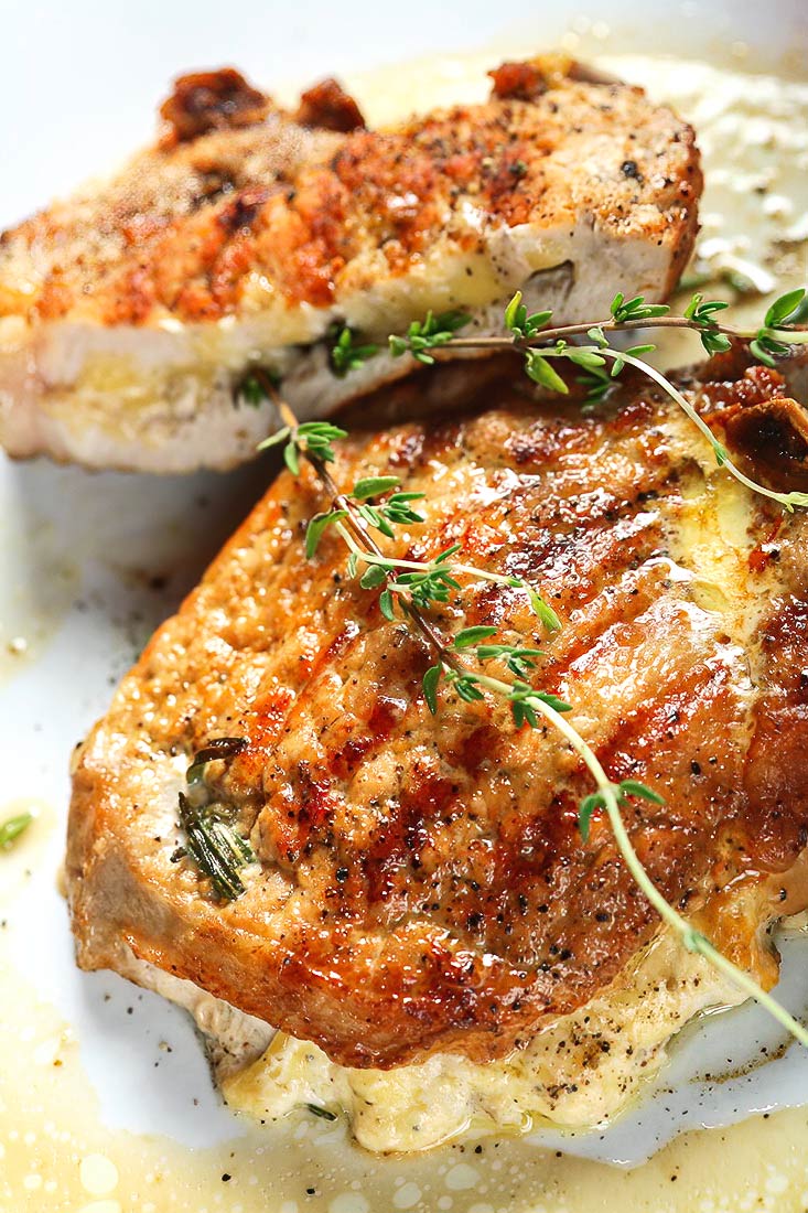 Bulgarian Oven-Baked Pork Chops, Cheese, Thyme - Gourmet - GuideBG